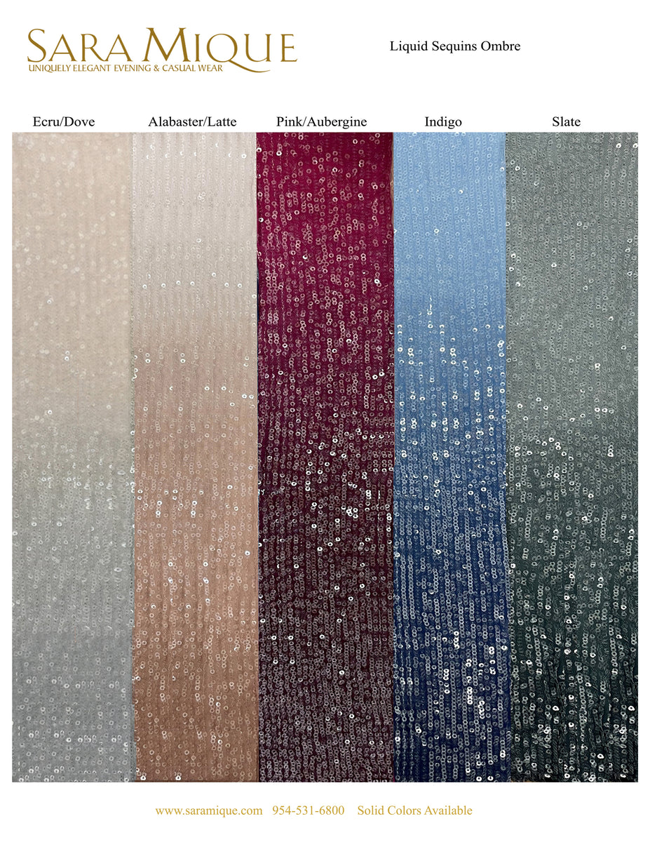 Indigo and Yellow Ombre Liquid Sequin Pant Set LSB10 OM PPM2 | Sara Mique Evening Wear